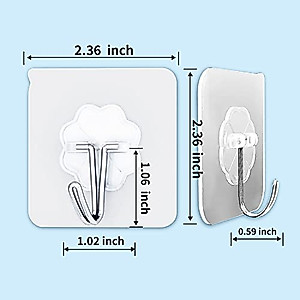 Adhesive Hooks Kitchen Wall Hooks,50-Packs Heavy Duty 40lb(Max)Nail Free Sticky Hangers with Stainless Hooks Transparent, Suitable for Bathroom Kitchen Door Home Improvement,Waterproof and Oilproof
