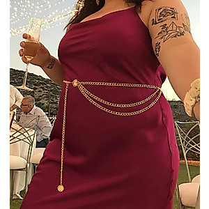 MODRSA Chain Belt Chain Gold Chain Belt for Women Plus Size Gold Waist Chain Belt Layered Womens Belts for Dress Gasparilla 0utfit Women Pirate Accessories 50" 130cm Long