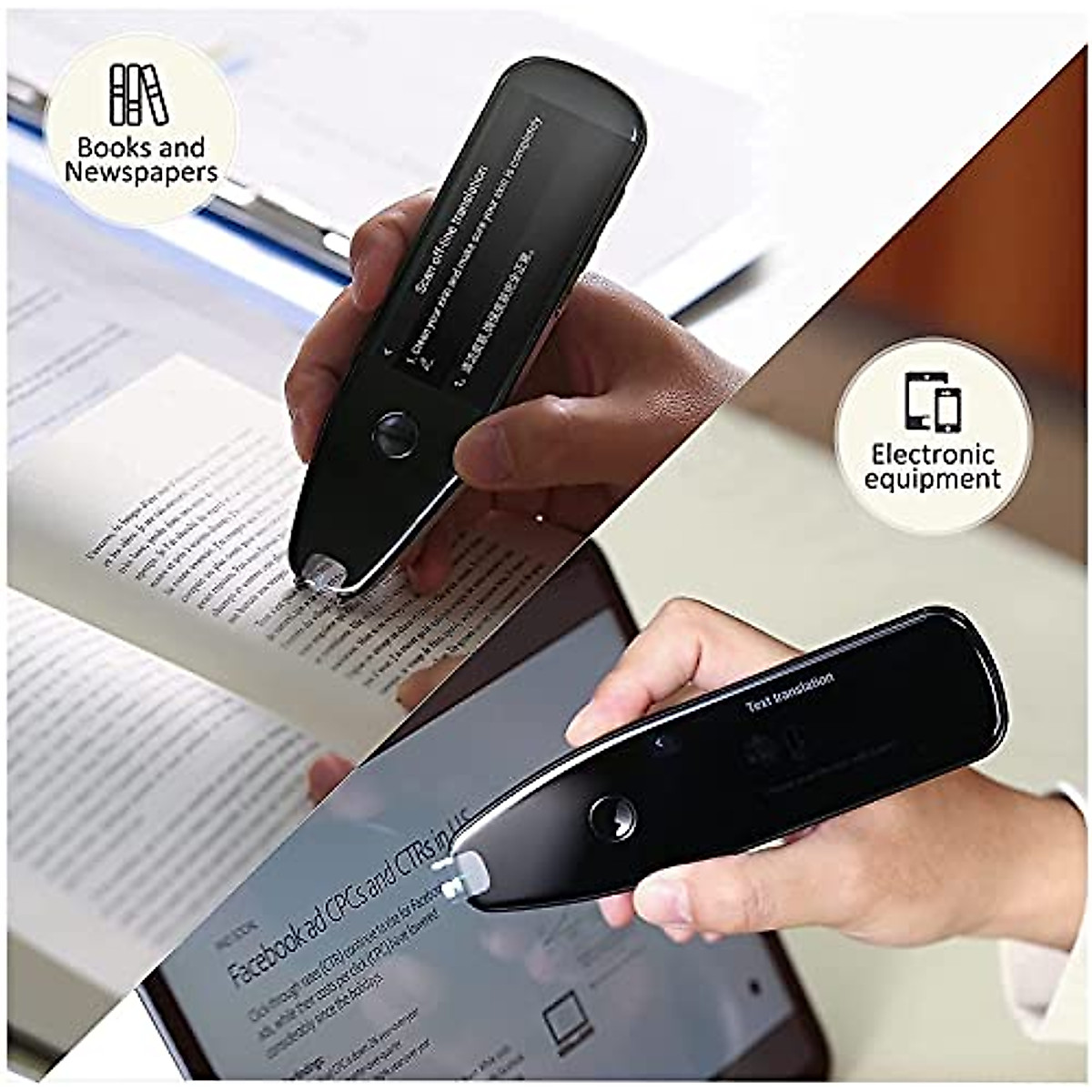 Pen Translation Device, scanning Translation Reading Pen - multilingual Dictionary Pen with Bluetooth/Wi-Fi/AI Voice Assistant| Scan Text and translate | Speak and translate - Wireless and Offline