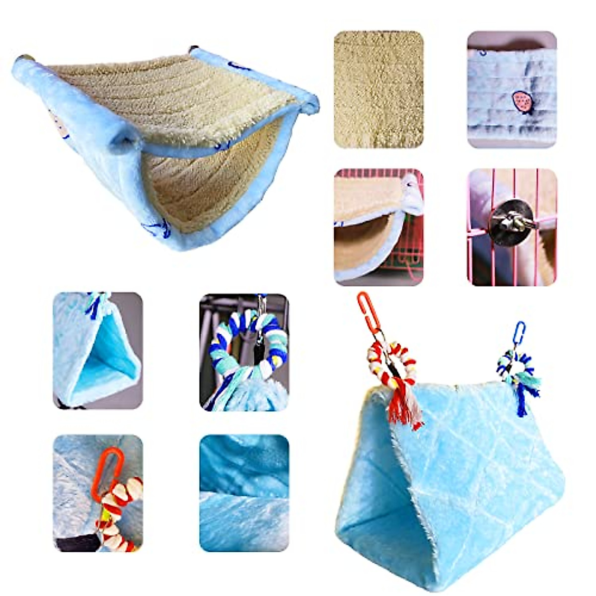 2Pcs Bird Nest Bed,Parrot Hanging Hammock Snuggle Hut Parrot House Bed Tent Toy Bird Cage Perch for Parakeet Budgies Cockatiels Cockatoo Finch Hamster Chinchilla