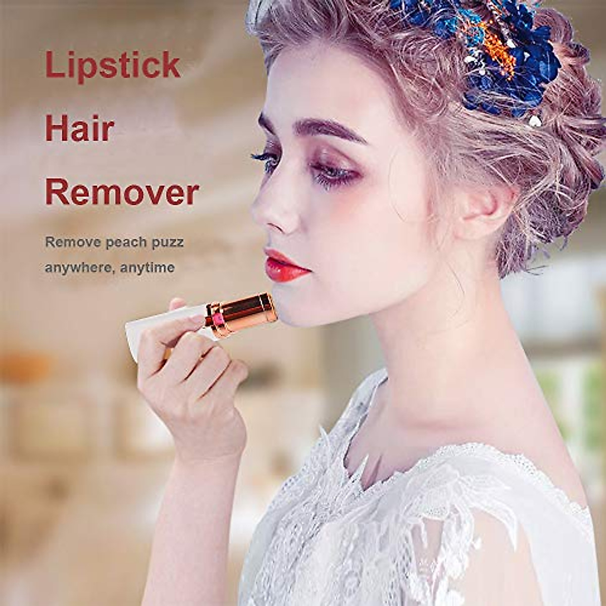 Sky Tower Professional Battery-Operated Women's Painless Facial Hair Remover, IPX7 Waterproof, for Face Upper Lip Chin Peach Fuzz Cheeks Arm (White)