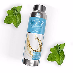 Dentist Formulated Nano Silver Xylitol Mouthwash with Calcium, PH Balanced, Enamel Strengthening Oral Rinse Alcohol and Fluoride Free (Peppermint)