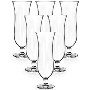 Yesland 6 Pcs Hurricane Glass - 13.5 oz Break-Resistant Plastic Pina Colada Cocktail Glasses Clear Tulip Drinking Cups for Drinking Cocktails, Full-Bodied Beer, Juice, Tropical Drinks, Water