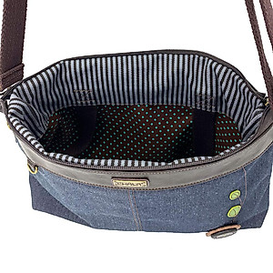CHALA Denim Convertible Stripe Work Tote in Navy Blue (Metal Slim Cat)