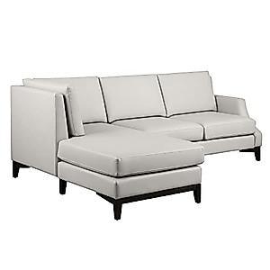 Farati Sectional Sofa L Shape with Left Chaise, Modern Leather Couch for Living Room Small Space, Silver Grey