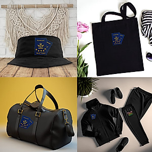 Patch Party Club "World Traveler," Gold Passport Patch, Unisex Iron-on Embroidered Patch, Melanin Travels, 3"inch x 3" Patch