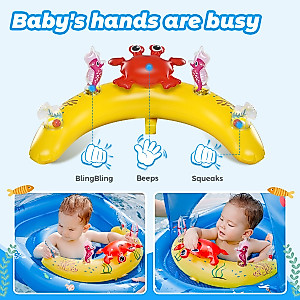 LAYCOL Baby Pool Float with UPF50+ Sun Protection Canopy and Toy Play Console for Infant, Toddler, Adjustable Safety Seat for 3-36 Months