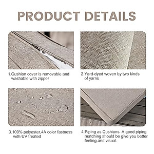 ARTPLAN Olefin 24x24 Deep Seat Patio Cushions for Outdoor Furniture,Extra 6 inch Thick,Back 18"x24",Removable,Replacement,Solid/Floral,Outdoor/Indoor,Khaki