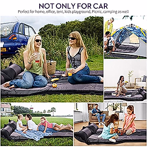 Lohang Thickened and Double-Sided SUV Air Mattress Outdoor Car Travel Air Bed Multi-Function Self Inflatable Sleeping Pad with Pump Portable Camping Mattress for Family, Suv Mattress02 Dark Grey