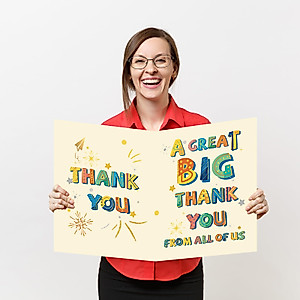 HOMANGA Large Thank You Card, 13.8 x 21.6 Inch Jumbo Colorful Thank You Card, A Great Big Thank You Card with Envelope, Giant Appreciation Greeting Card, Huge Gratitude Card for Boss, Teacher, Couch