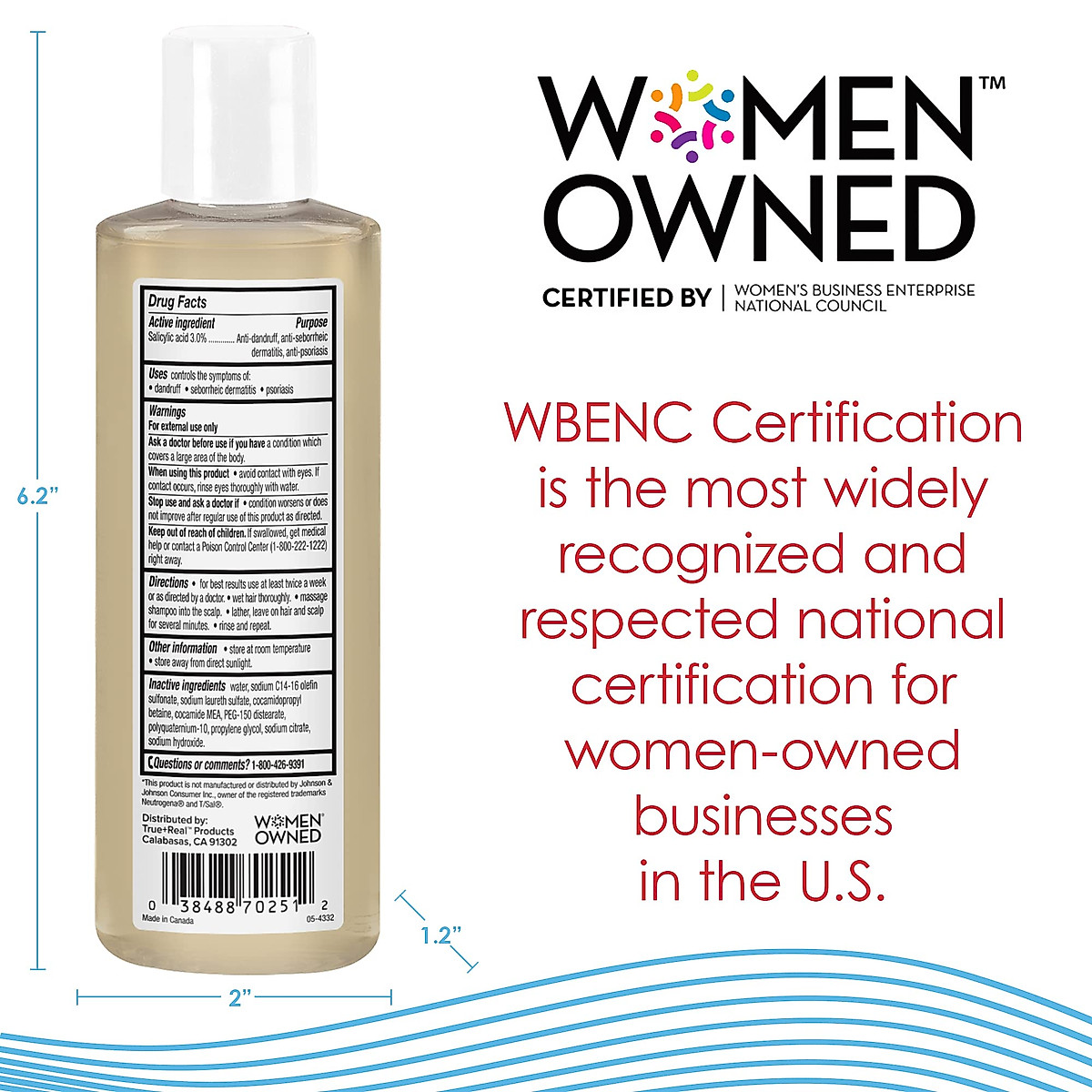 True+Real Salicylic Acid Anti-Dandruff Shampoo 3% Salicylic Acid, 4.4 Fl Oz