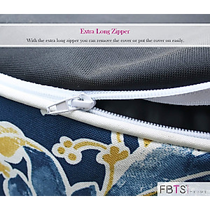 FBTS Prime Inflatable Footstool Ottoman Cover Navy Paisley Round 21x9 Inch Patio Foot Stools and Ottomans Footrest Cover