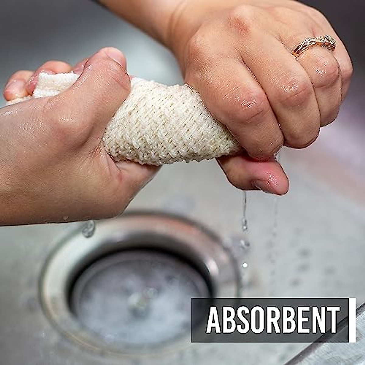 Country Cottons Old Fashion 100% Cotton Dishcloths - Set of 4 Mixed Colors - 2 Teal /2 Natural -11" x 11"