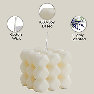 2PC Premium Floating Bubble Candle Gift Set | 100% Handmade Scented Soy Wax Candles | TikTok Bedroom Decor Aesthetic | Aromatherapy Decorative Candles | Wedding Decor | White(Freesia)+Lilac(Lavender)