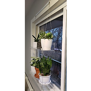 SUPREMETECH Hanging Acrylic Shelves for Windows (34" Wide, 1 Shelf - 26" Tall)