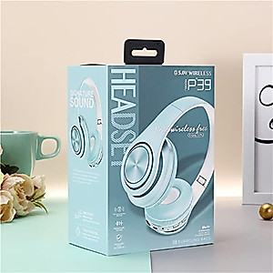 Head-Mounted Bluetooth Headphone, Soft Earmuffs & Light Weight, 9D Surround HiFi Stereo Sound,Long Endurance,for Sports, Driving,Fitness,for iOS Android (Blue)