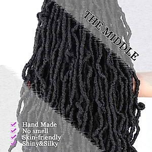 Violet 18 Inch New Faux Locs Crochet Hair Soft Locs Crochet Hair Natural Faux Braids Pre-looped Synthetic Afro Roots Braid For Black Women (18Inch, 6Packs, 1B)