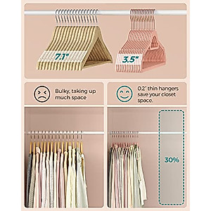 SONGMICS Velvet Coat Hangers Bundle with Pants Hangers, Non-Slip, Wrinkle-Free, Space-Saving, Durable, for Coat, Shirt, Dress, Trousers, Skirts, Scarves UCRF21PK50 and UCRF12B30