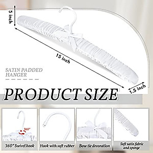 36 Pcs White Satin Padded Hanger Heavy Duty Clothes Hangers Decorative Foam Hangers for Clothing No Shoulder Bump Fabric Bride Hanger for Wedding Women Girls Closet Dress Blouse