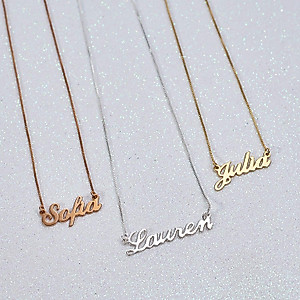 MyNameNecklace Name Necklace - Personalized Engraved Name Pendant Jewelry Precious Metals Sterling Silver 925 & Gold Plating - Nameplate Necklace Gift for Her