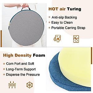 M Mute Touch 4PCS Outdoor Bar Chair Cushion | Waterproof Patio Round Seat Cushions | 16''x2'' Chair Cushion with Removable Cover and Handle for Outdoor Furniture, Garden (Dark Grey)