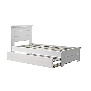 Max & Lily Modern Farmhouse Bed with Panel Headboard and Trundle, Twin, Driftwood
