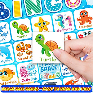 YTSQLER Ocean Bingo Game 24 Players Ocean Animals Bingo Game for Kids Bingo, Under The Sea Party Bingo Games for Family Classroom Activity Ocean Party Supplies
