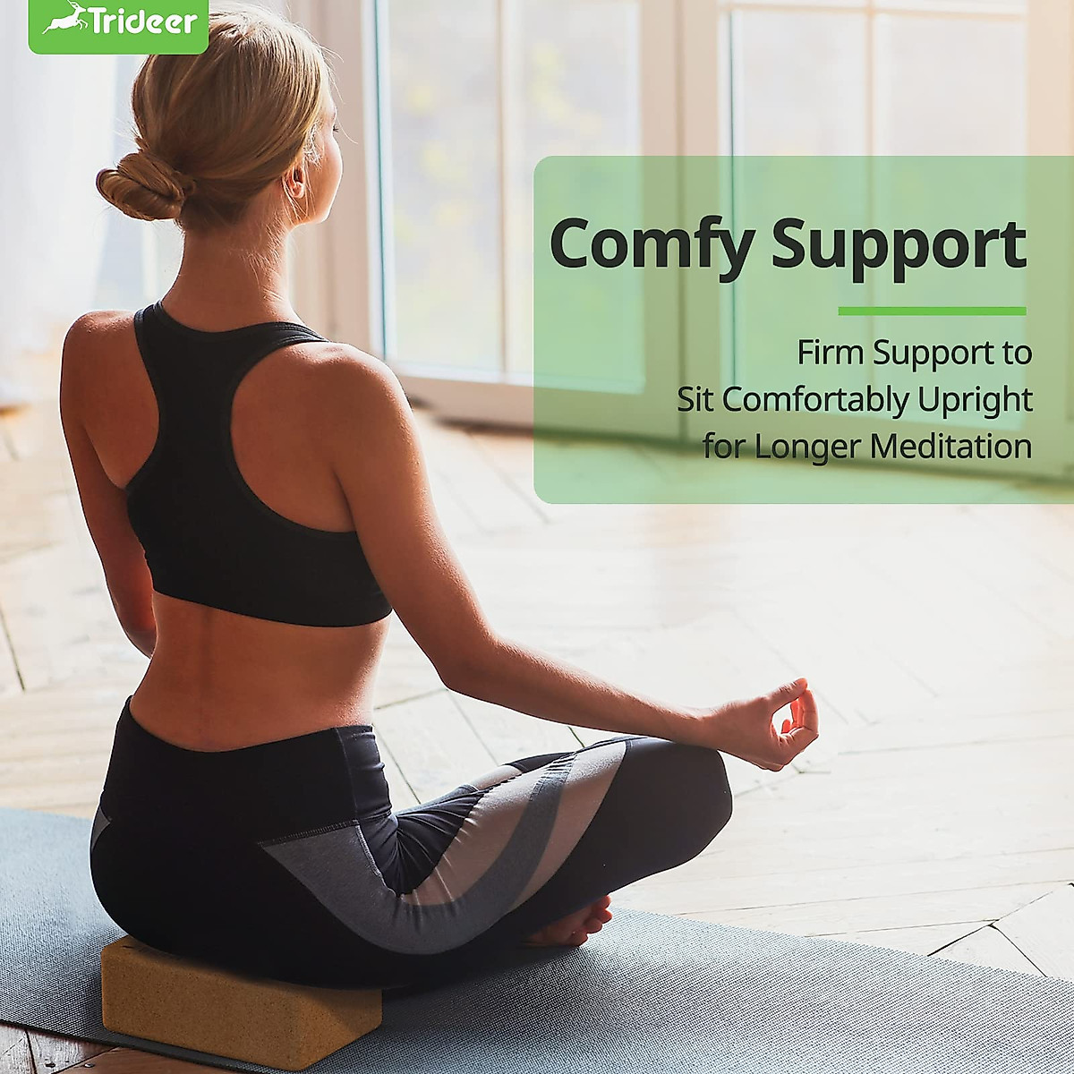 Trideer Cork Yoga Blocks, 2 Pack Yoga Blocks Natural Cork, High Density Yoga Block with Non Slip Surface, Eco-Friendly Yoga Accessories for Women, Ideal for Yoga, Pilates, Stretching