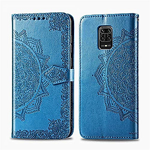 LEMAXELERS Redmi Note 9 Pro Case PU Leather Phone Case Mandala Embossed Wallet Flip Shockproof Protective with Stand Card Holder Cover for Xiaomi Redmi Note 9S / Note 9 Pro Max. Mandala Blue SD