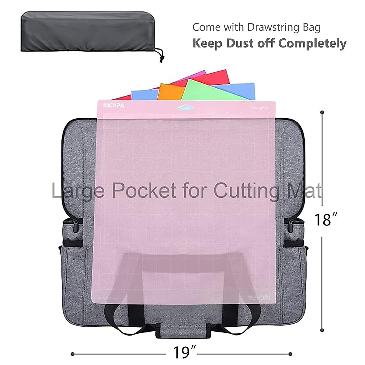 Carrying Case for Cricut Maker, Double-Layer Cricut Bag for Cricut Machine with Cover and Cutting Mat Pocket Compatible with Cricut Explore Air, Air 2, Maker, Maker 3, Organization and Storage Bags, Cricut Accessories
