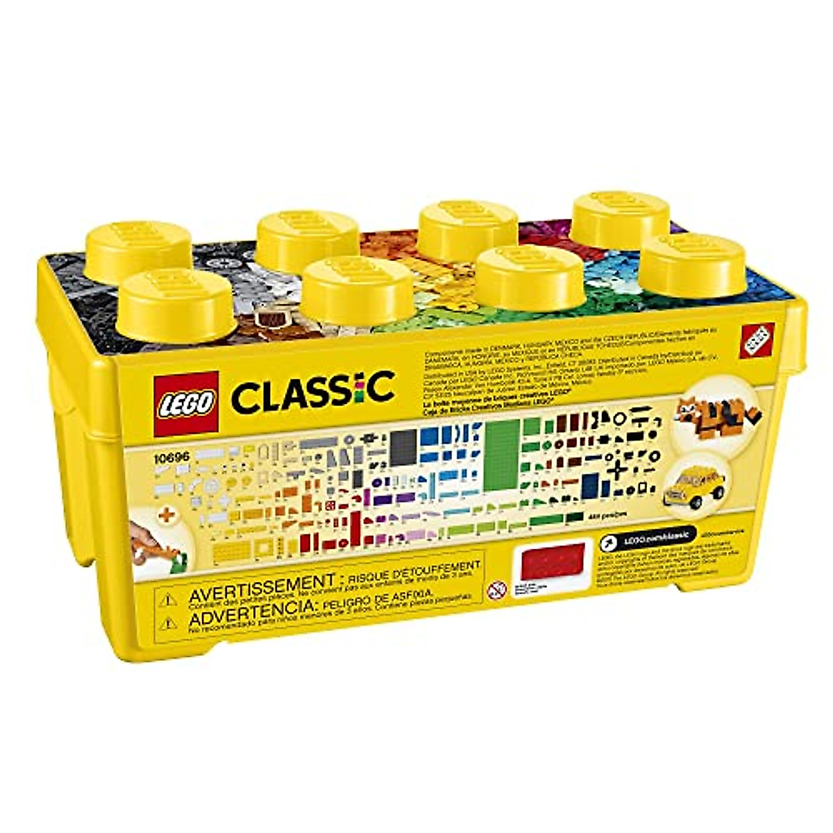 LEGO Classic Medium Creative Brick Box 10696 Building Toy Set - Featuring Storage, Includes Train, Car, and a Tiger Figure, and Playset for Kids, Boys, and Girls Ages 4-99
