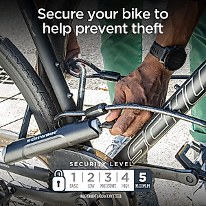 Schwinn Bike Max U-Lock with Double Crimped Cable, 2 Keys Included, 4 feet x 10mm Anti Theft Bicycle Lock, Security Level 5