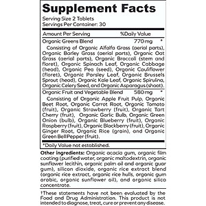 envitamin Green Fuel Organic Greens Tablets - Organic Greens, Fruit and Vegetable Blend