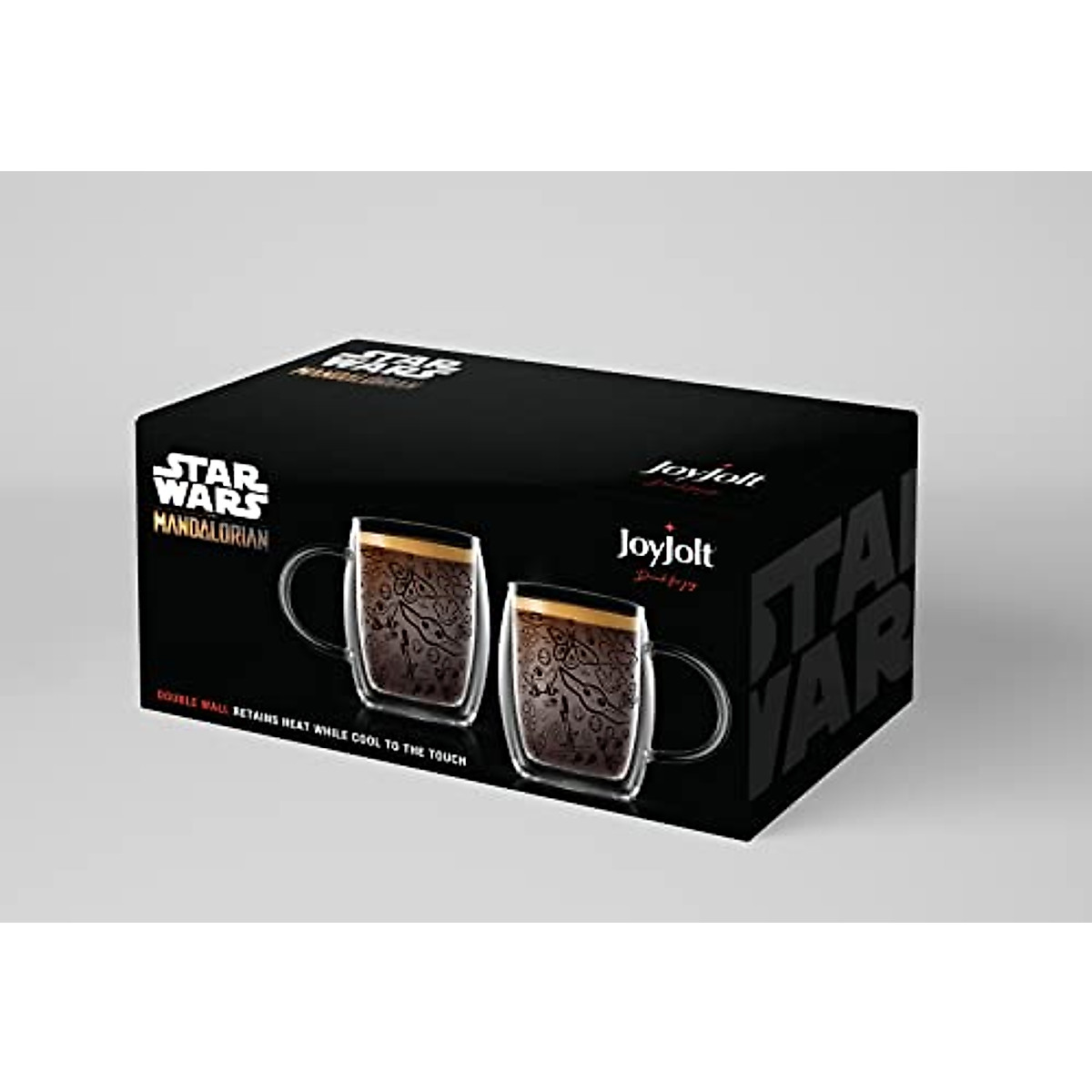 JoyJolt ‘Nature Friends’ Grogu Coffee Mug Set of 2 Double Wall Mug. 5.4oz Large Espresso Cups or Cappucino Cup. Mandalorian Star Wars Mugs, Insulated Coffee Mug, Clear Glass Cups Coffee Cup Set