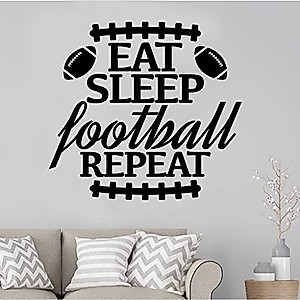 Eat Sleep Football Repeat Wall Sticker Decal Sport Player - / Mens Boys Kids Image Man-Caves, Playroom bedroom (Designs 1)