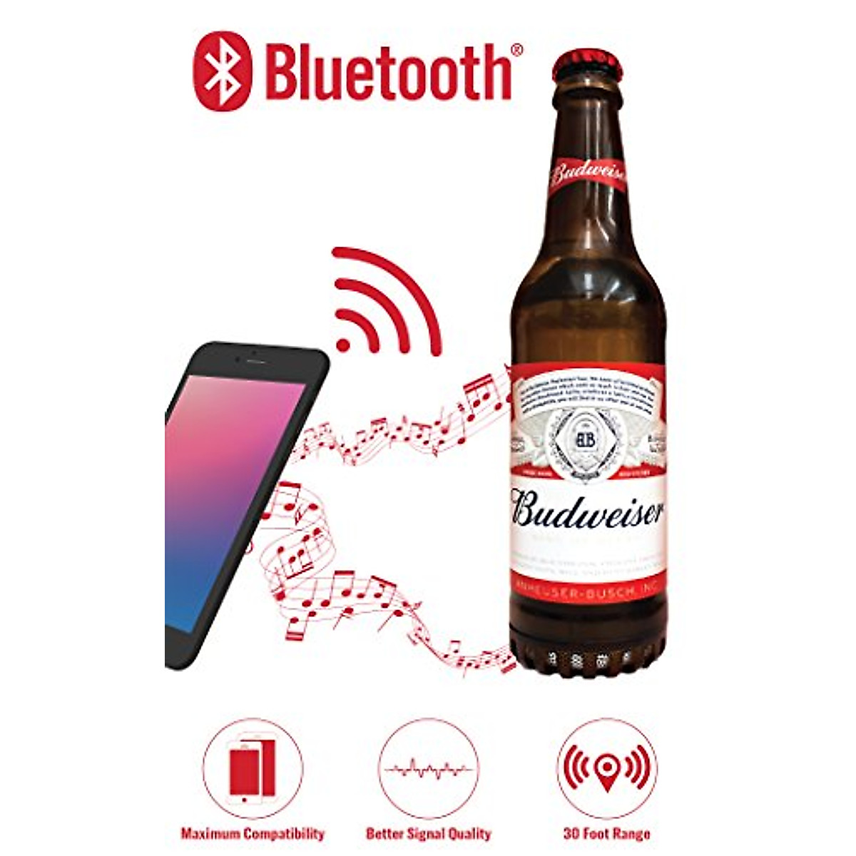 Budweiser Bluetooth Bottle Speaker Authentic Design Wireless Budweiser Red Speaker, Loud Audio Beer Speaker- Bud Weiser Red
