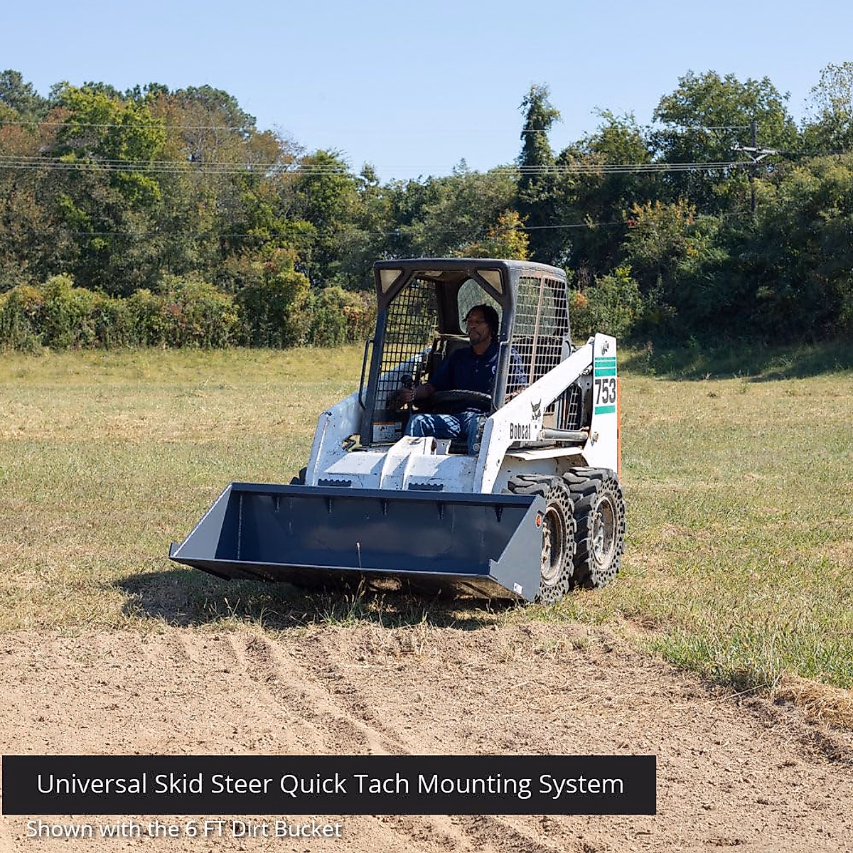 Titan Attachments USA Made 5 FT Skid Steer Dirt Bucket, Low Profile Bucket, Universal Quick Tach Material Bucket with Reinforced Gussets