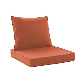 Codi Outdoor Cushions for Patio Furniture 24x24, Waterproof Replacement Deep Seat Cushion for Outside Chair, Couch, Sofa | Washable Removable Cover with Handle & Adjustable Straps, Spice