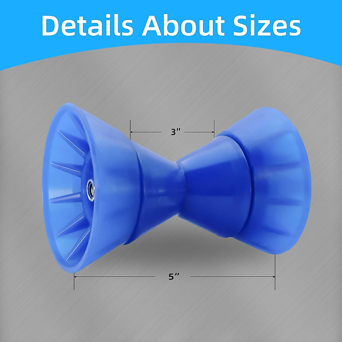 JFATXTT 3" Boat Trailer Roller Bow Stop with 1/2" Shaft Bow Stop for Boat Trailers Blue Bow Roller.