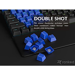 Ranked Rubber Keycap Set | Double Shot Translucent | OEM Profile for Mechanical Gaming Keyboard (Dark Blue, 23 Keys)