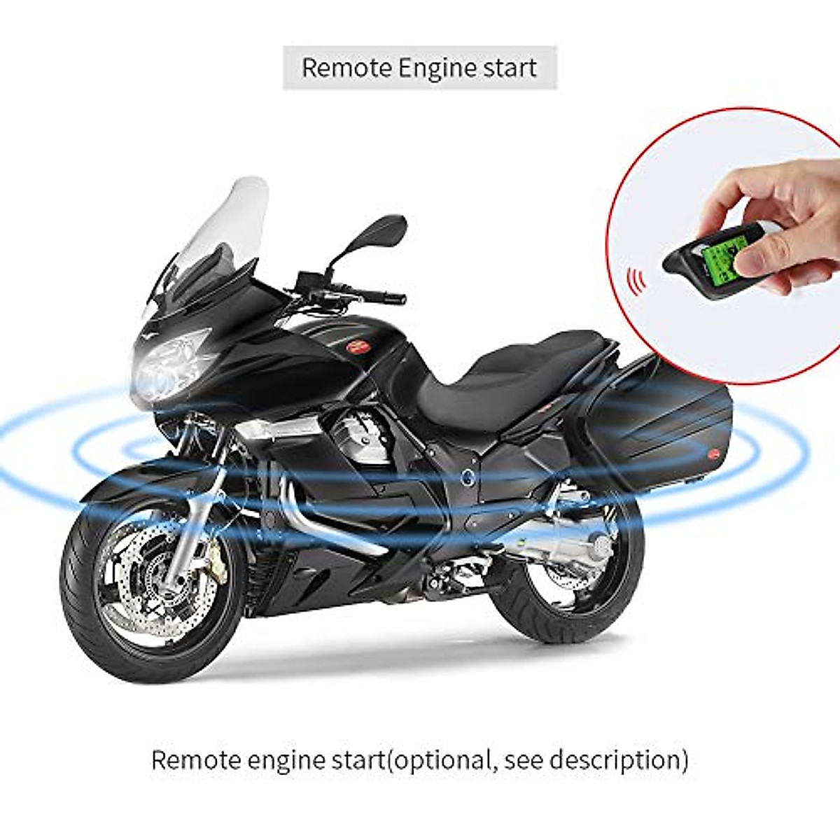 EASYGUARD EM211 2 Way Motorcycle Alarm System with Remote Start Starter Shock Sensor tilt Motion Sensor DC12V LCD Display