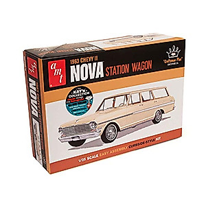 Round 2 Unknown AMT 1963 Chevy II Nova Station Wagon Craftsman Plus Series 1:25 Scale Model Kit, White