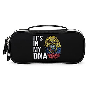 It's in My DNA Ecuador Flag Printed Pencil Case Bag Stationery Pouch with Handle Portable Makeup Bag Desk Organizer