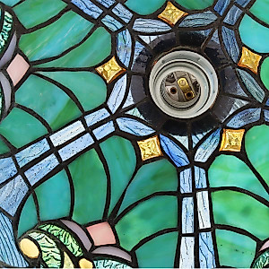 COTOSS Tiffany Reading Floor Lamp,Stained Glass Gooseneck Floor Light for Reading,Antique Style Tall Standing Lamp for Living Room Bedroom and Office