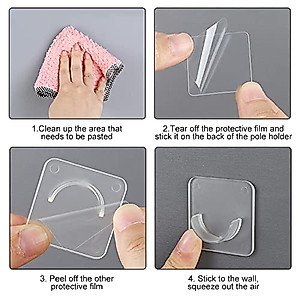 6Pcs Adhesive Shower Curtain Rod Holder, SHAIDOJIO, Transparent Shower Curtain Rod Mount Holder, Shower Curtain Rod Tension Brackets No Drilling for Wall, Bathroom, Windows, Wardrobe