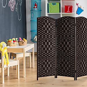 HALLYBEE Small Room Divider Privacy Screen Folding Room Divider Wall,46" Tall Room Dividers and Folding Privacy Screens, 3 Panel Dark Mocha Room Separator Partition Room Dividers, Temporary Wall