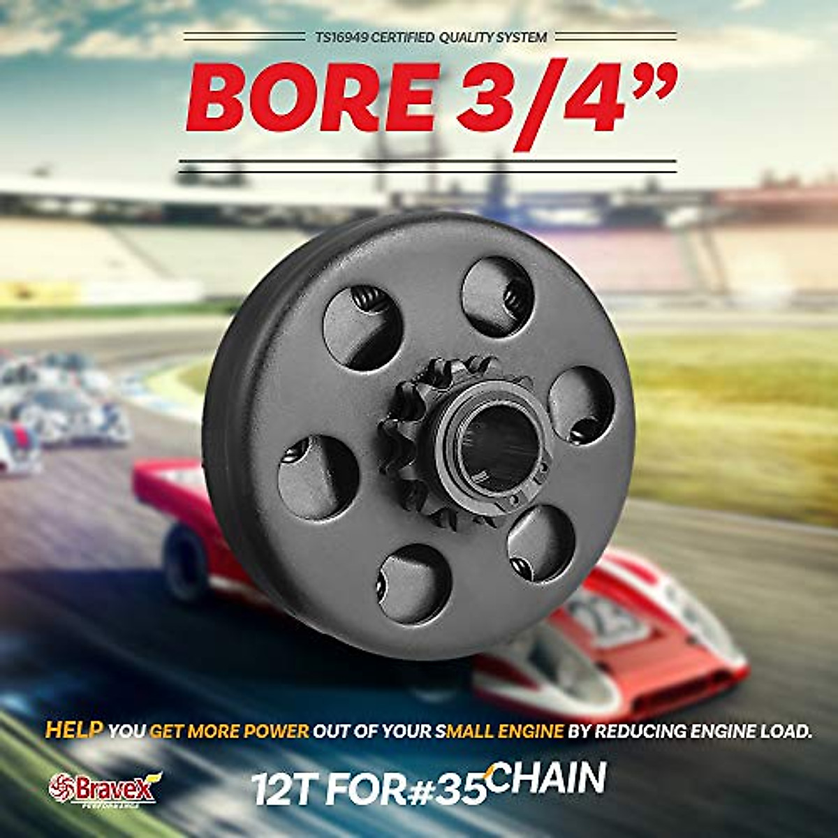 AcPulse Go Kart Clutch 12T 3/4 in. Bore Centrifugal Clutch 12 Tooth for #35 Chain Up to 6.5 HP 200CC Heavy Duty With Set Screws Perfect for Mini Bike GO Kart Fun Kart Lawnmower Engine 3/4 Bar