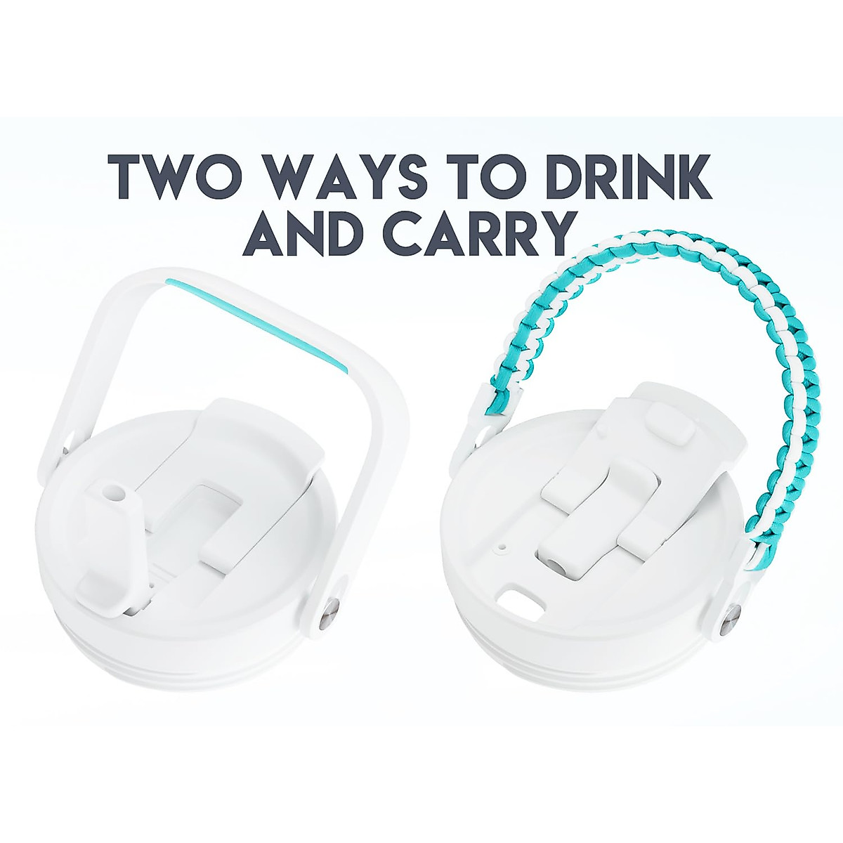 Meoky 32 oz Tumbler with Handle, Tumbler with Lid and Straw, Stainless Steel Travel Mug, 100% Leak Proof, Keeps Cold for 24 Hours, Fits in Car Cup Holder (Azure)