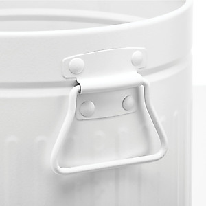 mDesign Steel Metal 2 Gallon/7 Liter Trash Can Wastebasket, Garbage Bin with Handles for Bathroom, Kitchen, Bedroom, Office - Holds Trash, Waste, Garbage, Recycling - White