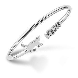 KUIYAI Tiny Cat Meow Cuff Bracelet Jewelry Cat Lover Gifts (Cuff Bangle Silver)